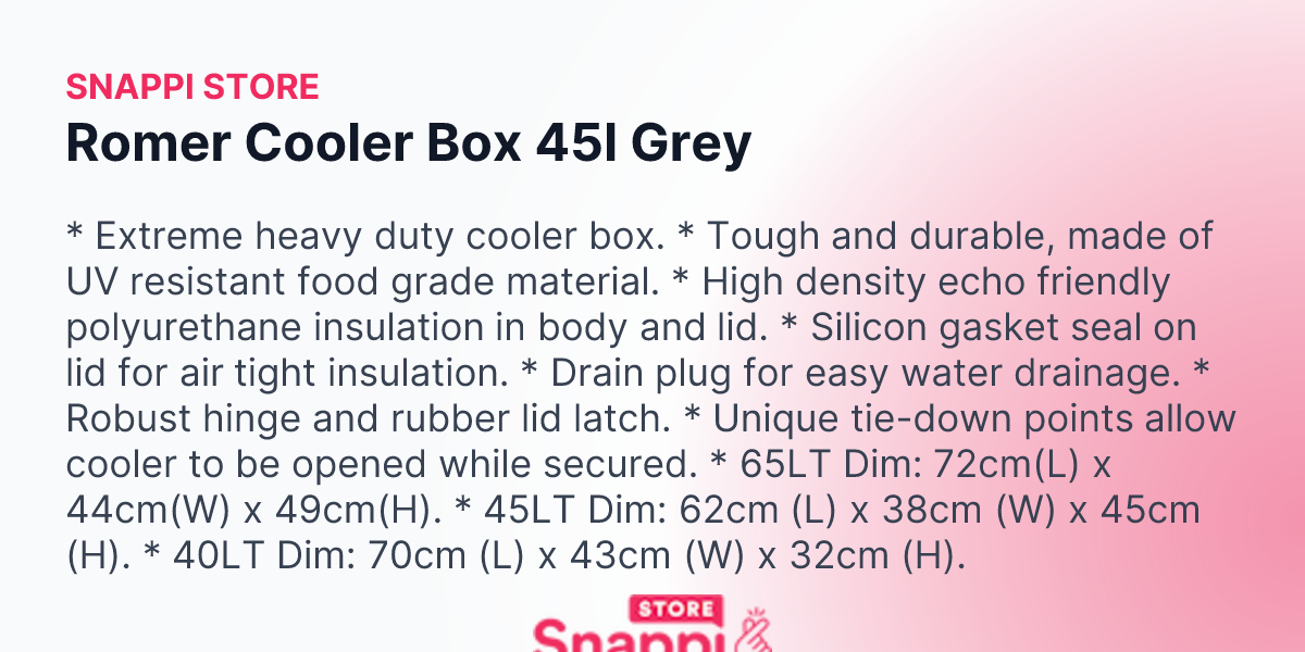 Romer Cooler Box 45l Grey | Snappi Store