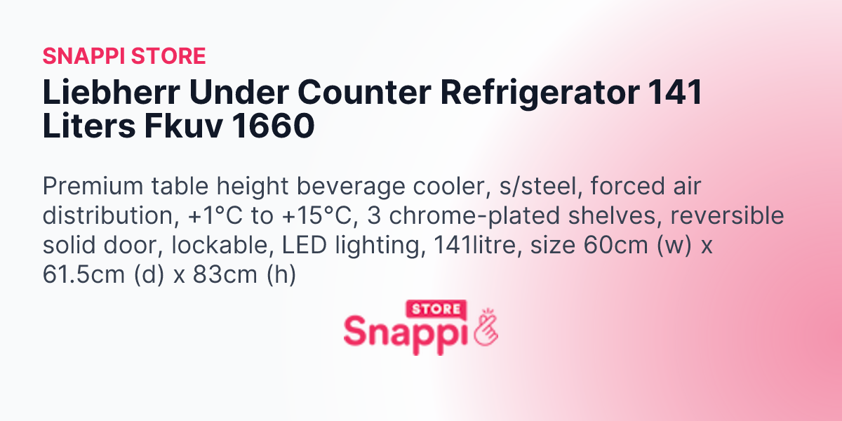 Liebherr Under Counter Refrigerator 141 Liters Fkuv 1660 | Snappi Store
