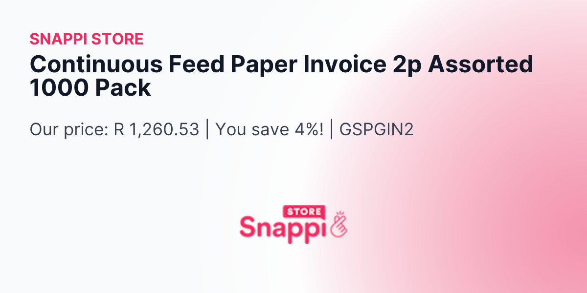 Continuous Feed Paper Invoice 2p Assorted 1000 Pack | Snappi Store