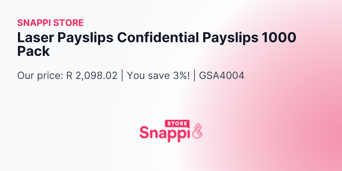 Laser Payslips Confidential Payslips 1000 Pack | Snappi Store