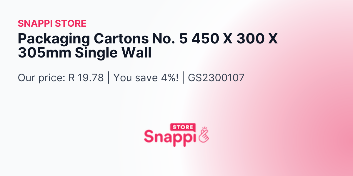 Packaging Cartons No 5 450 X 300 X 305mm Single Wall | Snappi Store