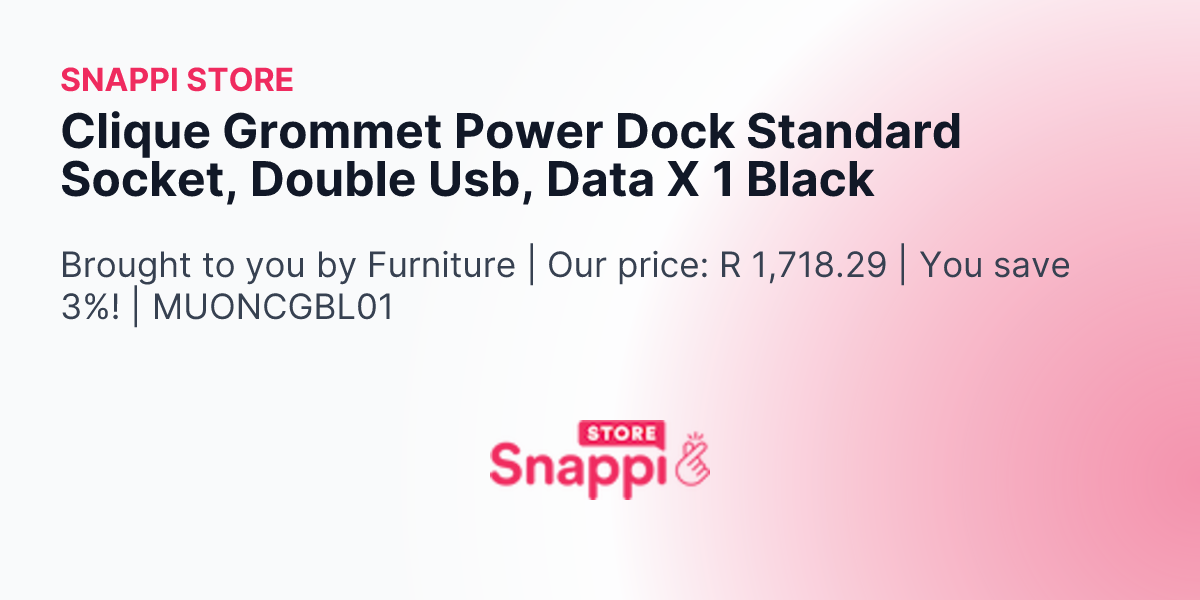 Clique Grommet Power Dock Standard Socket Double Usb Data X 1 Black ...